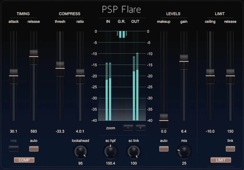 PSP Flare – PSP Audioware 〜 Psycho-Acoustic Compressor Plugin | めはてコ
